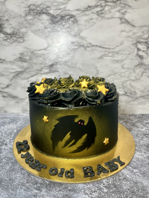 Mothman Gold Custom Cake - Goodies Bake Shop